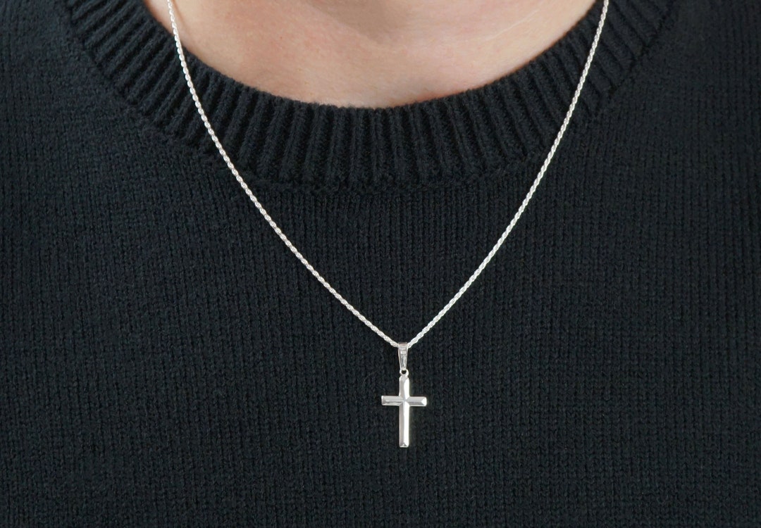 Sterling Silver Cross Necklace - Religious Jewelry - Simple Plain ...