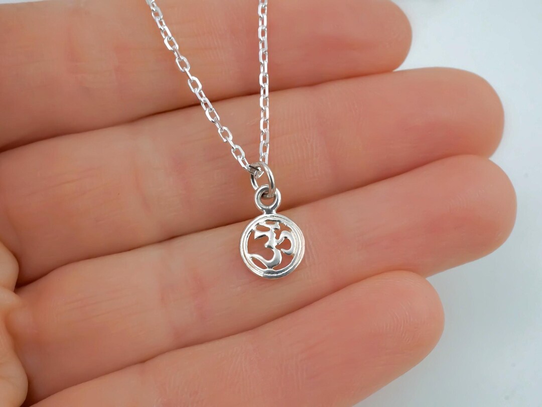 Small Om Symbol Necklace - .925 Sterling Silver Om Necklace - Simple Om ...