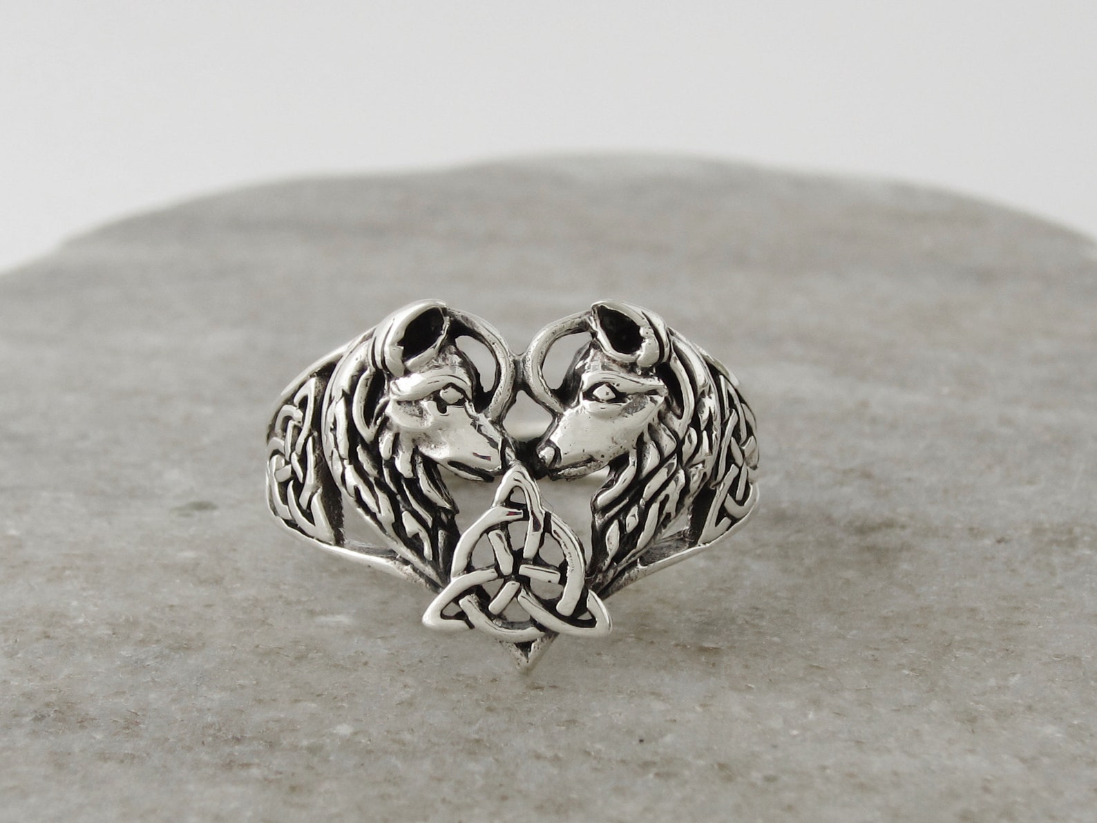 Wolf Ring Celtic Wolf Ring Heart Wolf Jewelry 2 Wolves - Etsy