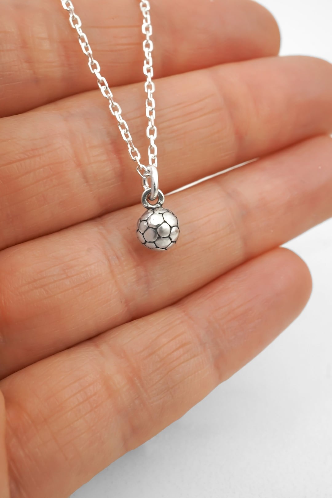 Tiny Soccer Necklace, 925 Sterling Silver Soccer Ball Charm Necklace ...