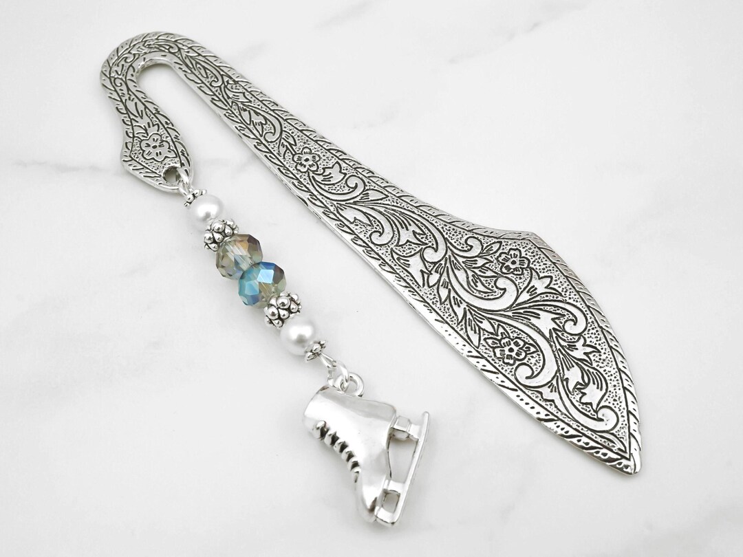 Ice Skate Bookmark: Beaded Metal Figure Skating Gifts - Etsy