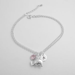 Elephant Charm Bracelet in 925 Sterling Silver Double Rolo Chain ...
