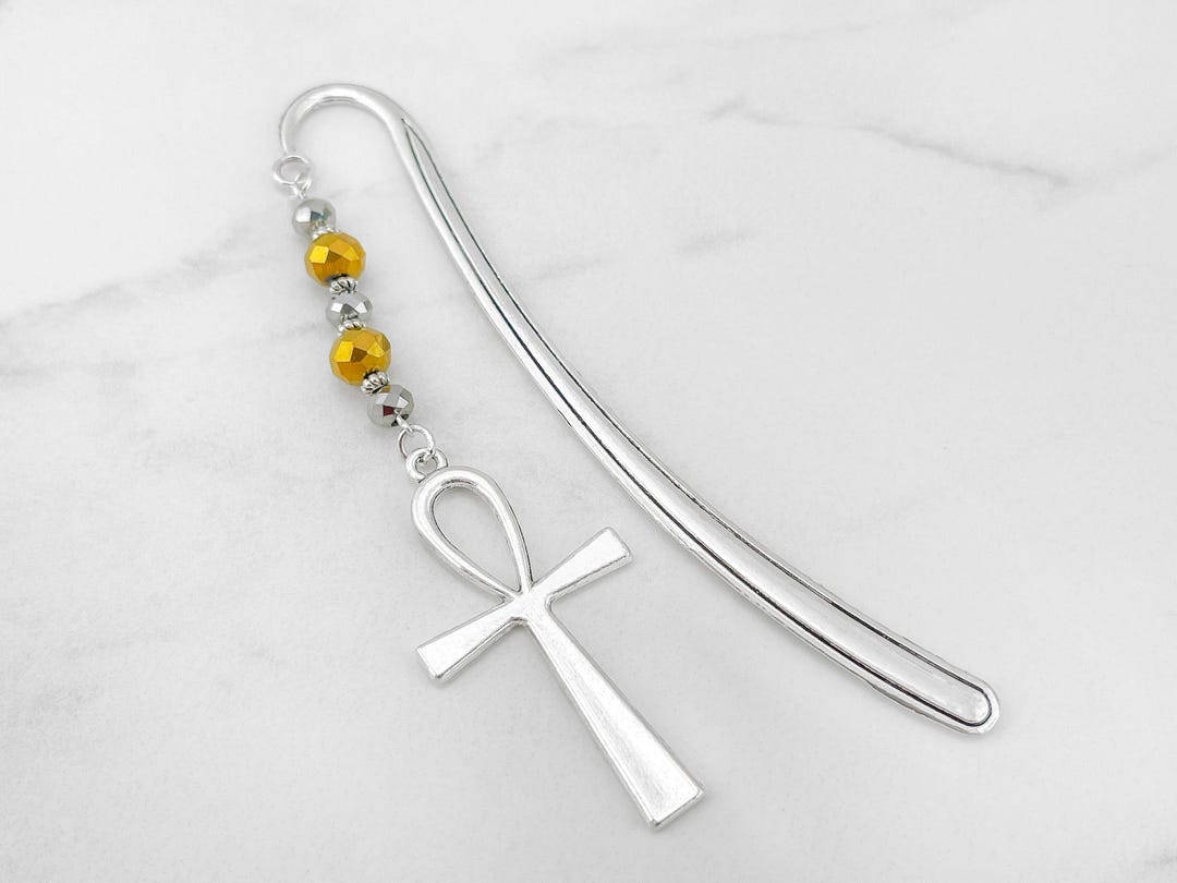 Ankh Bookmark - Ancient Egyptian Ankh Charm Beaded Bookmark - Large ...