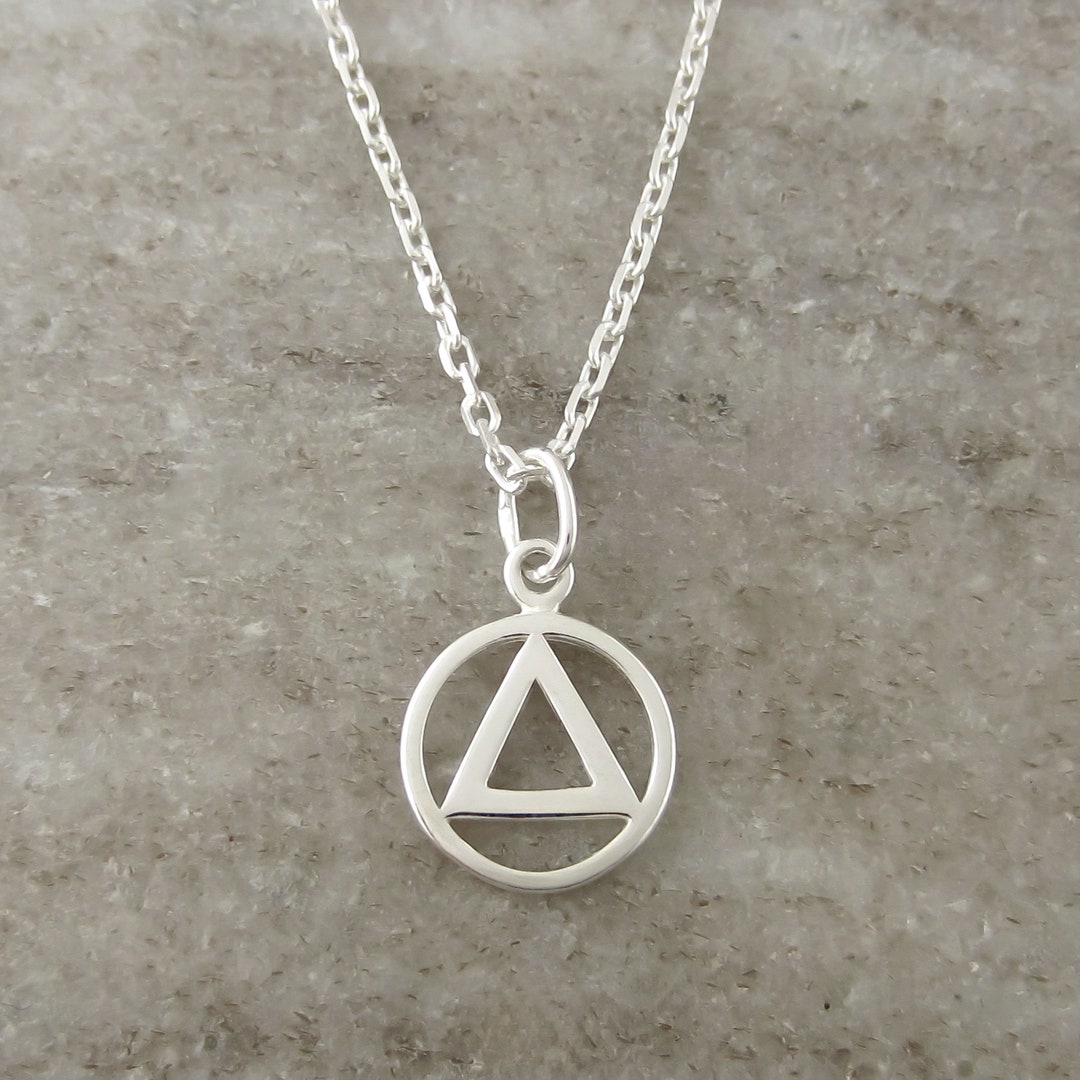 Tiny AA Symbol Necklace for Sobriety Gifts Alcoholics Anonymous 925 ...