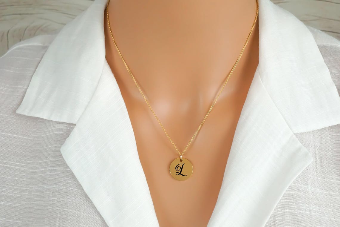Cursive Initial Necklace - Custom Engraved Letter Necklace - 925 ...