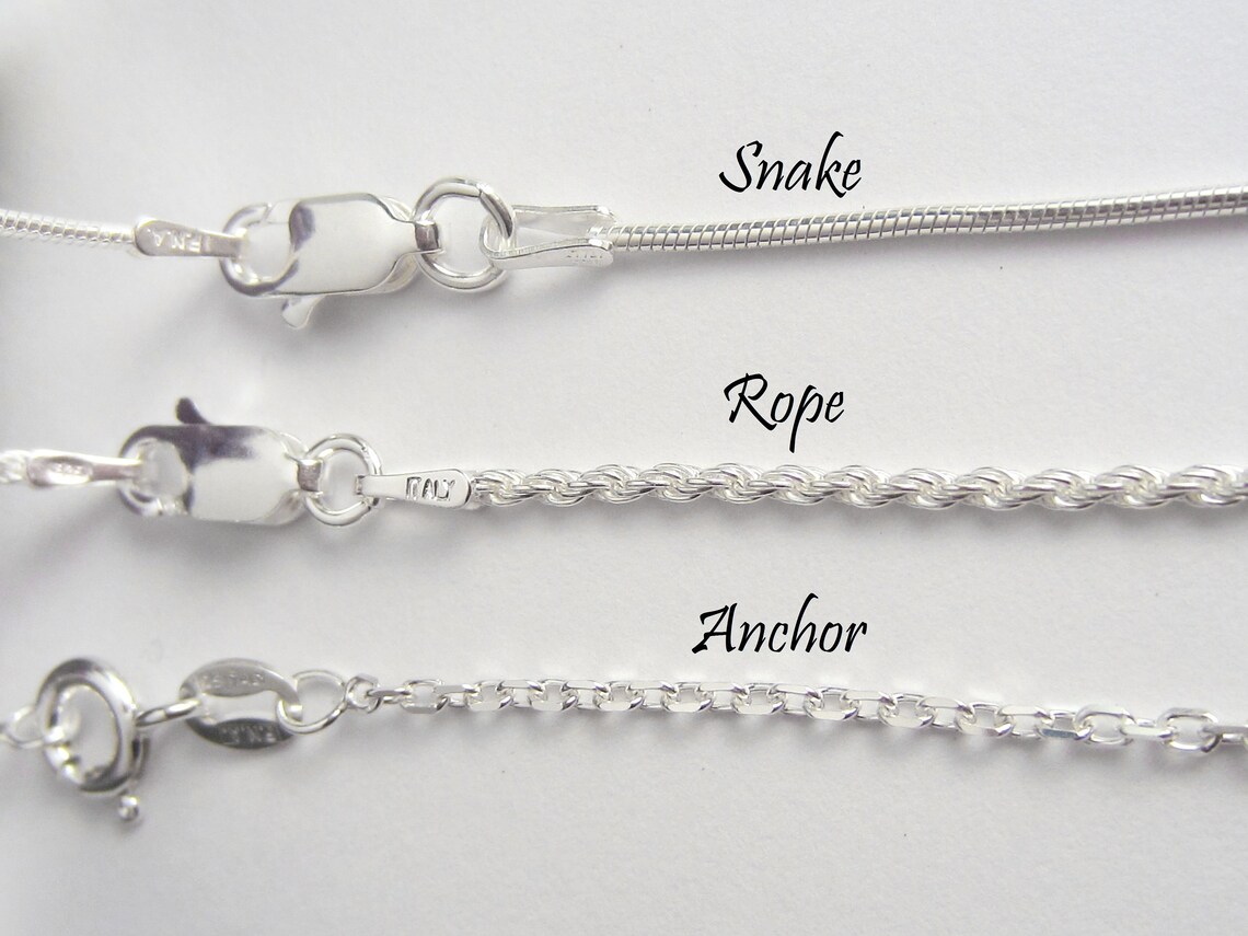 925 Sterling Silver Chain Anchor Rope and Snake Chains 16 - Etsy