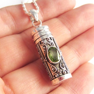 Prayer Box Necklace Peridot Capsule Hollow Tube Pendant - Etsy