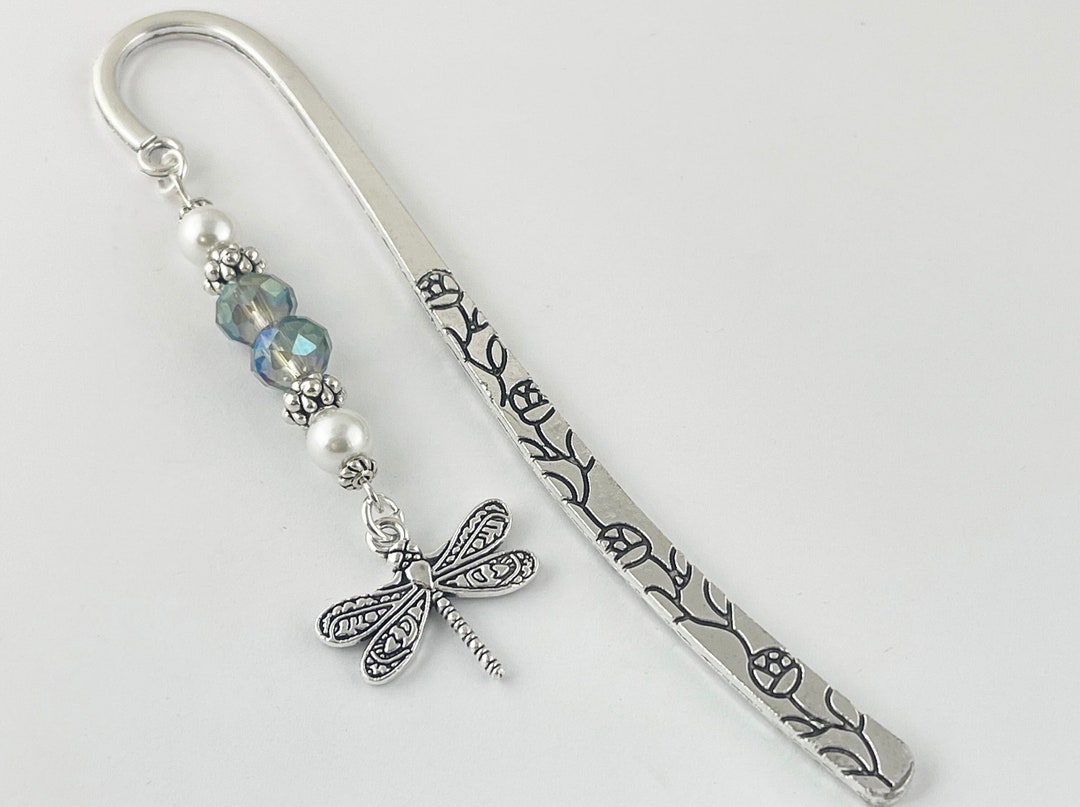 Dragonfly Bookmark Silver Dragonfly Charm Unique Beaded Charm Bookmark ...