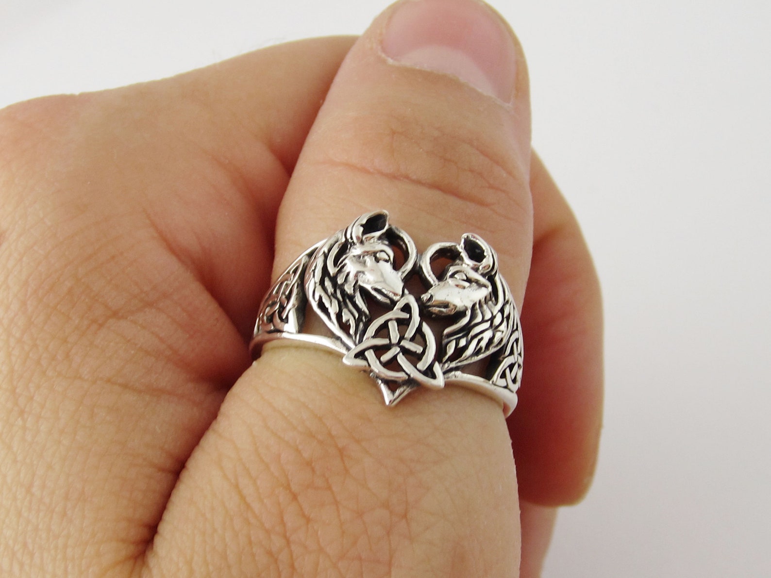 Wolf Ring Celtic Wolf Ring Heart Wolf Jewelry 2 Wolves - Etsy Canada
