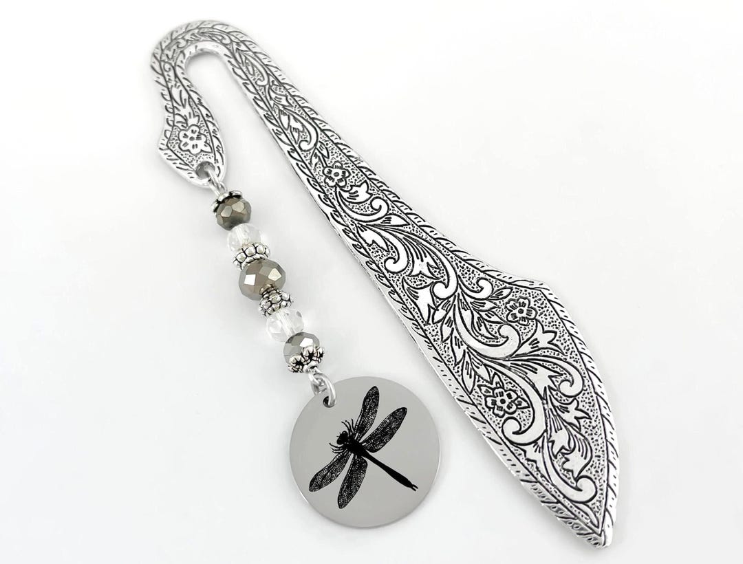 Dragonfly Bookmark - Laser Engraved Tibetan Silver Bookmark - Dragonfly ...
