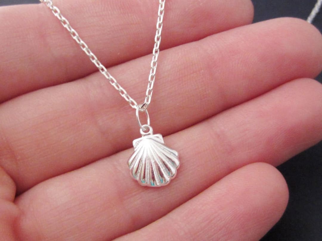 Clam Necklace Ocean Seashell Jewelry Small Clam Shell Charm Pendant 925 ...