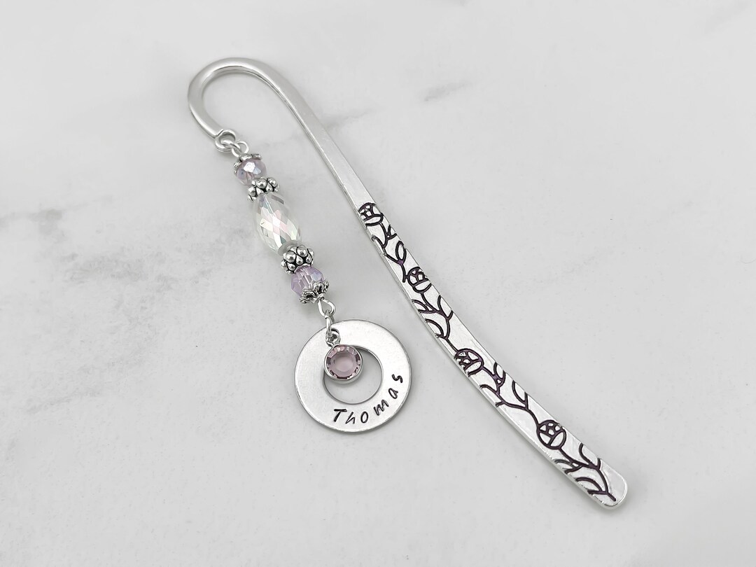 Custom Name Bookmark Birthstone Bookmark Handstamped Name Bookmark ...