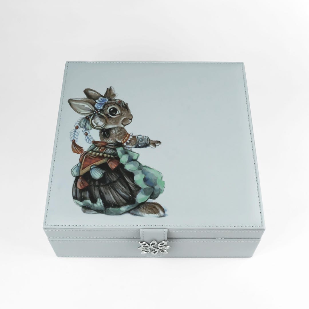 Bunny Rabbit Jewelry Box Vegan Leather Jewelry Box Organizer for Girls ...