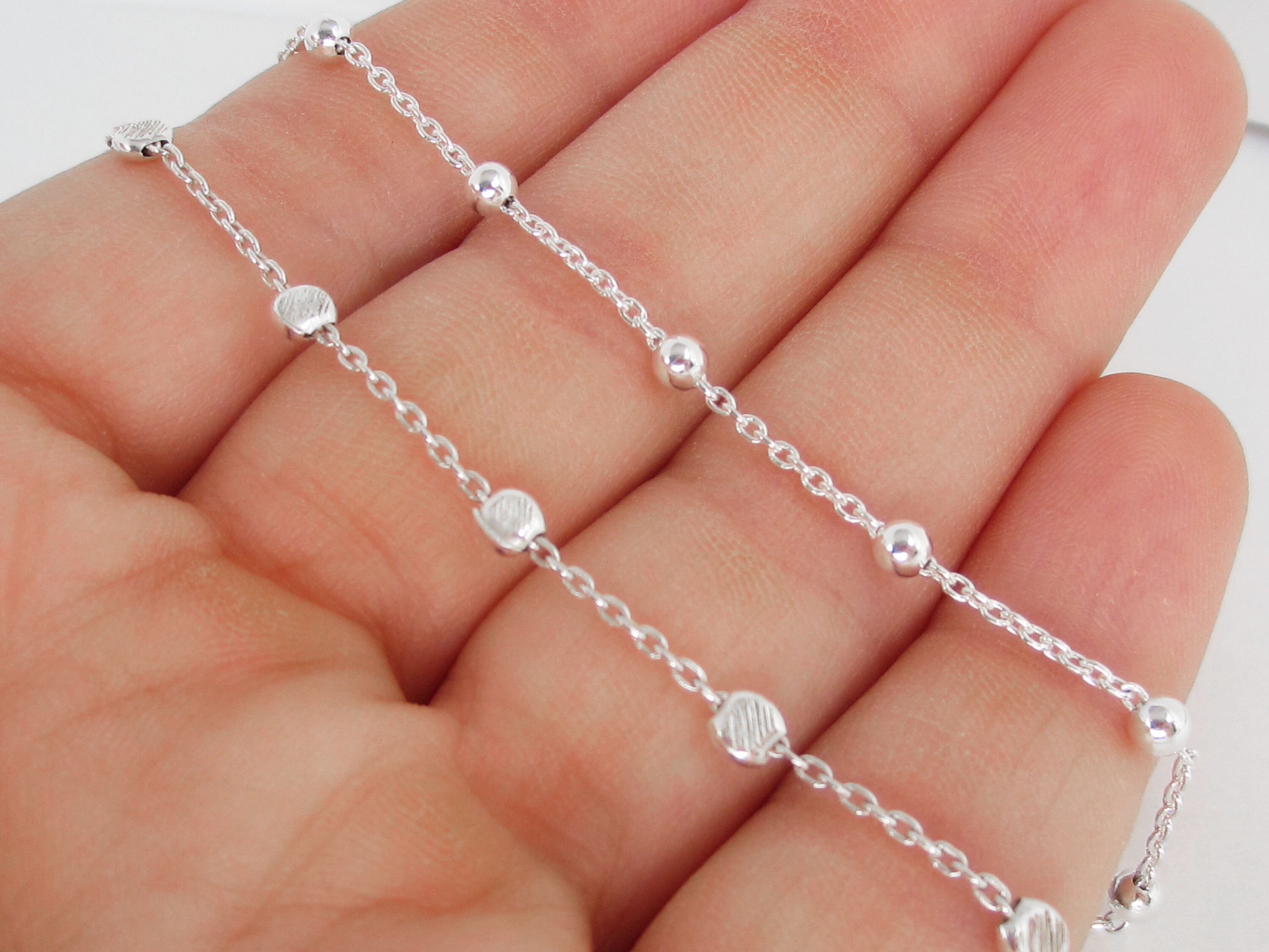 Custom 925 Sterling Silver Satellite Ball Chain Station | Etsy