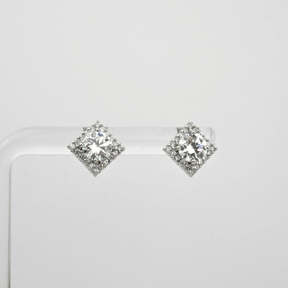 Square Diamond Earrings Cubic Zirconia Earrings CZ Square Studs 925 Sterling Silver Earrings Sparkly Earrings Fancy Earrings Etsy Italia