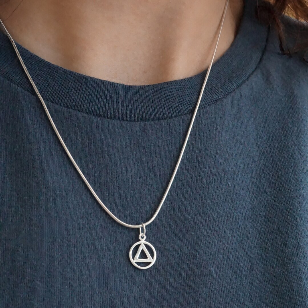 Tiny AA Symbol Necklace for Sobriety Gift for Men or Womens Recovering ...