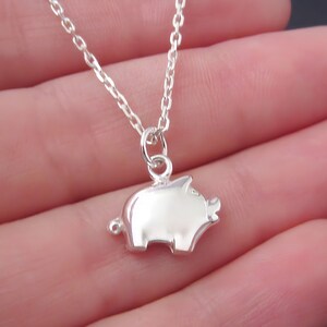 Pig Necklace Very Small Piglet Charm Pendant 925 Sterling Silver ...
