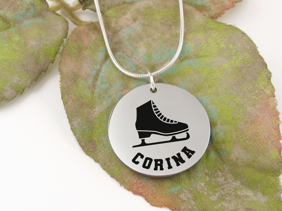 Ice Skate Necklace With Custom Engraved Name: Personalized Figure ...