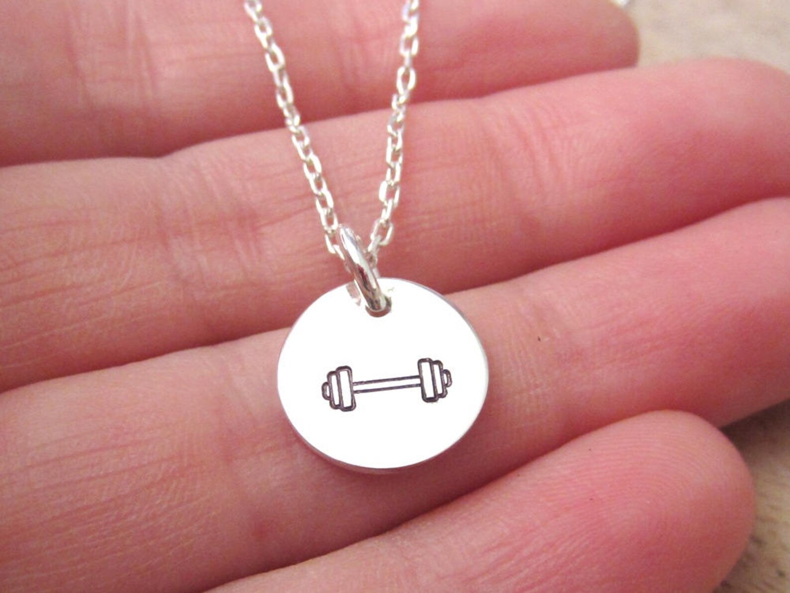 Dumbell Necklace Fitness Jewelry Round Dumbbell Charm - Etsy Canada