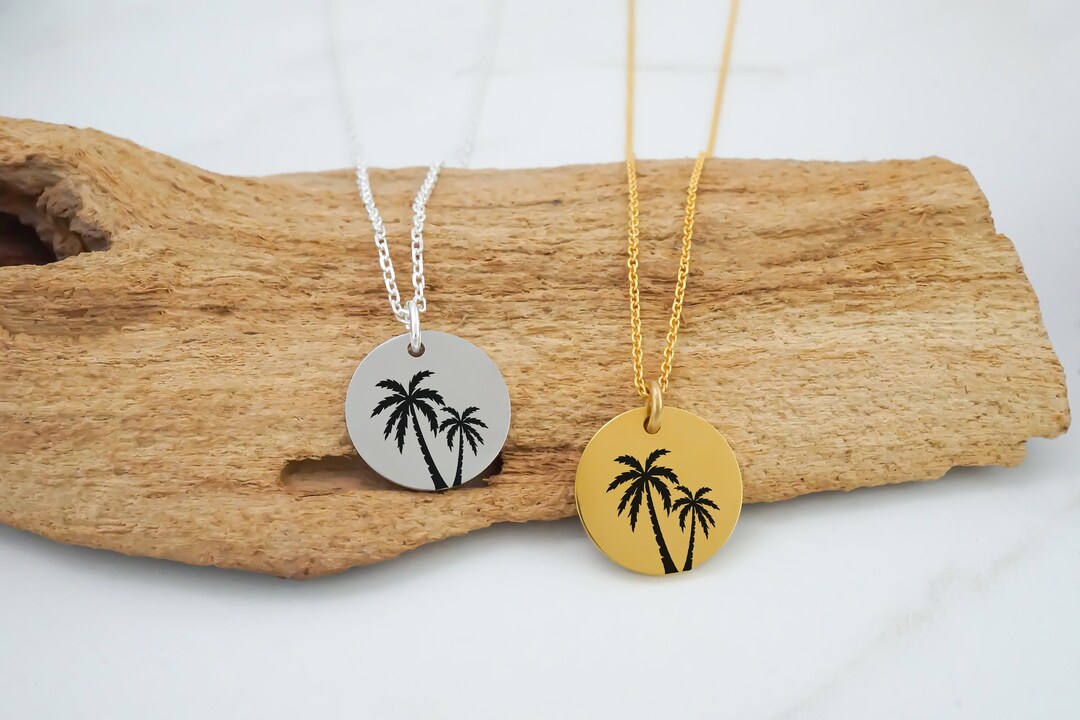 Palm Tree Necklace in Silver or Gold 925 Sterling Silver, Gold Filled ...
