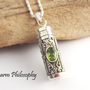 Prayer Box Necklace Peridot Capsule Hollow Tube Pendant - Etsy