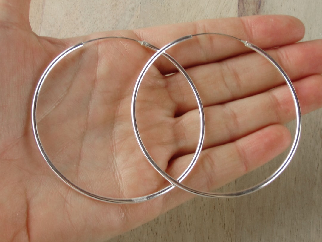 Large Hoop Earrings 925 Sterling Silver Jewelry Plain Hoops Silver ...