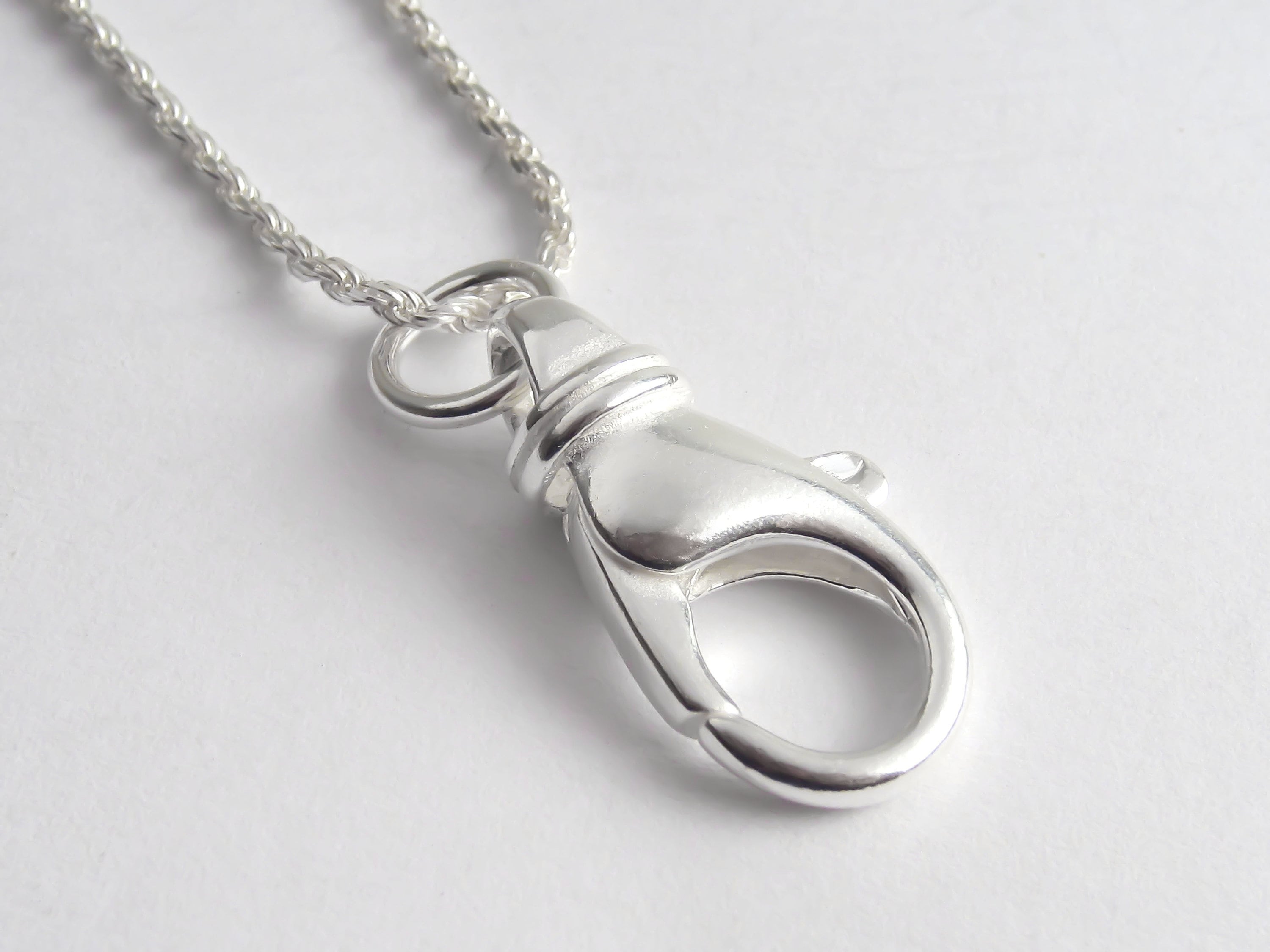 Lanyard 925 Sterling Silver Necklace Badge Holder Ring Holder Necklace