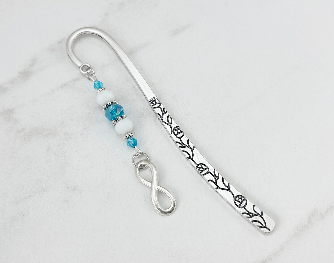 Infinity Charm Bookmark Purple Beaded Metal Bookmark Tibetan Silver ...