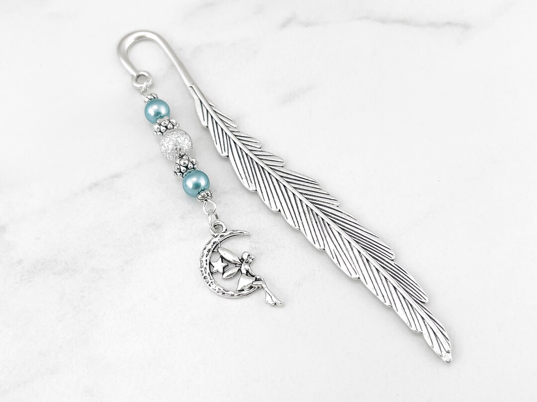 Fairy Bookmark Fairy on a Crescent Moon Charm Bookmark Silver Bookmark ...