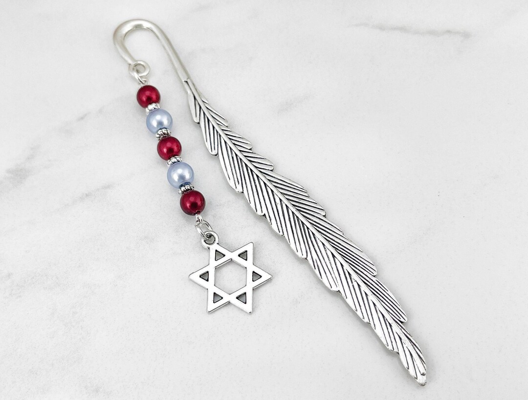 Star of David Bookmark - Tibetan Silver Beaded Bookmark - Star of David ...