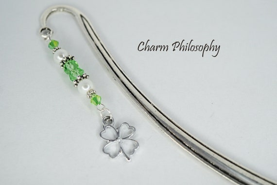 4 Leaf Clover Bookmark Four Leaf Clover Charm Bookmark | Etsy