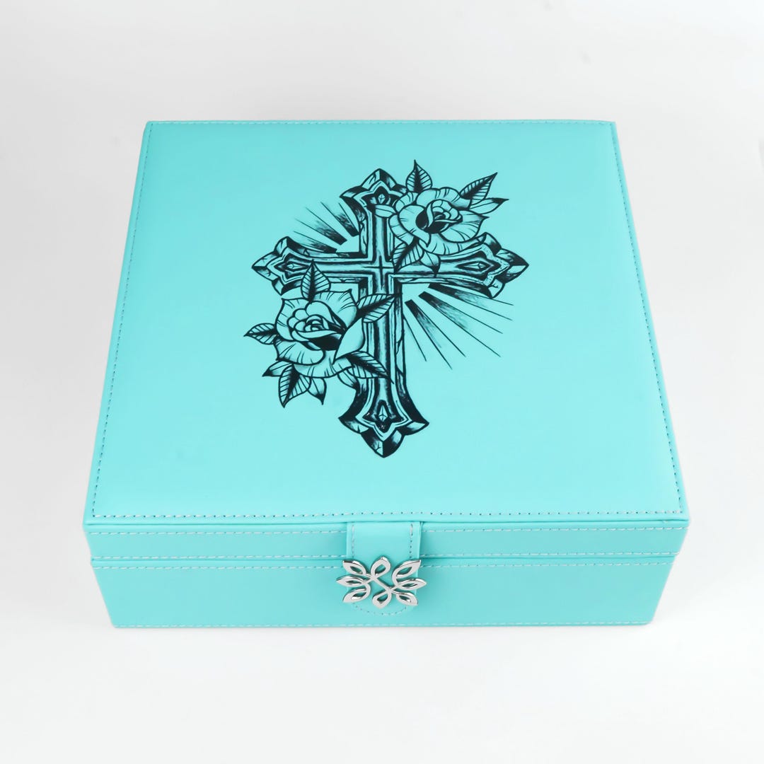 Cross Jewelry Box - Vegan Leather Jewelry Box for Girls and Women ...