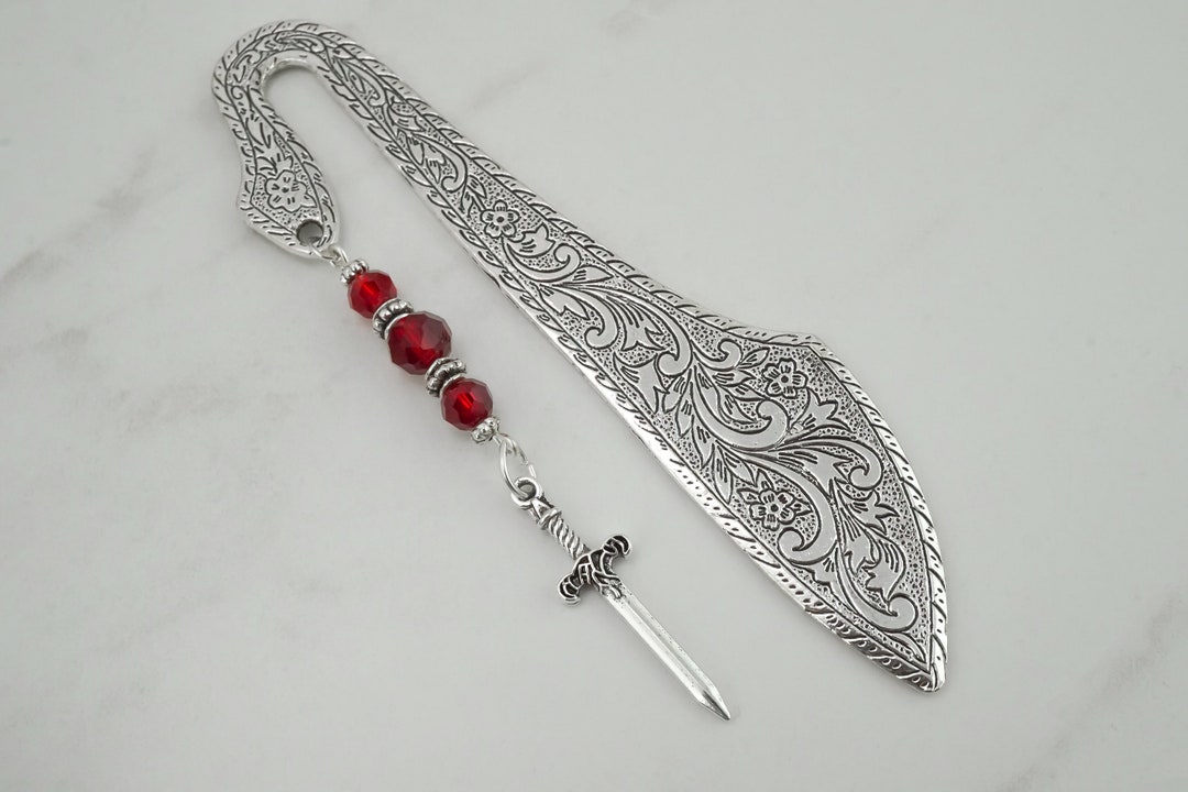 Sword Bookmark Silver Sword Charm Unique Beaded Forged - Etsy