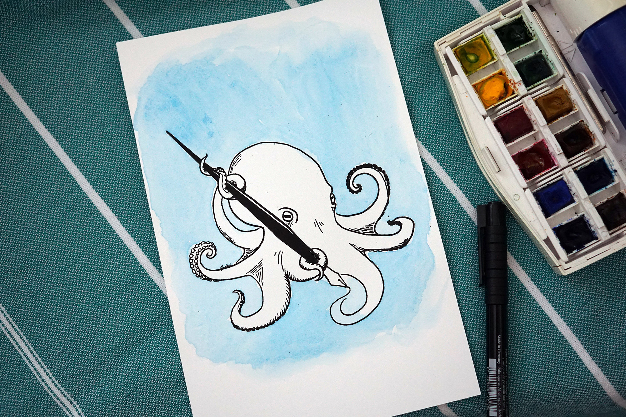 Octopus Inking 5 X 7 Screen Print - Etsy UK
