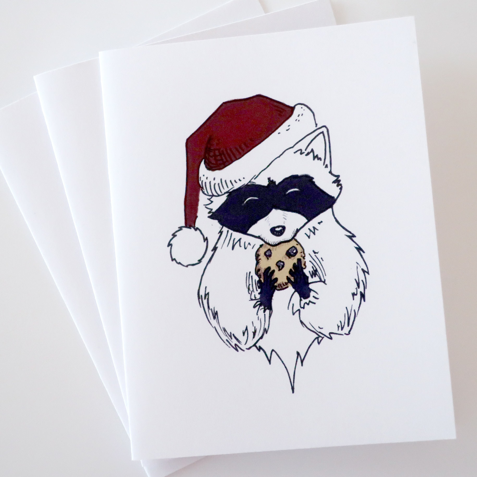 Santa Raccoon Christmas Card 4.25 X 5.5 - Etsy