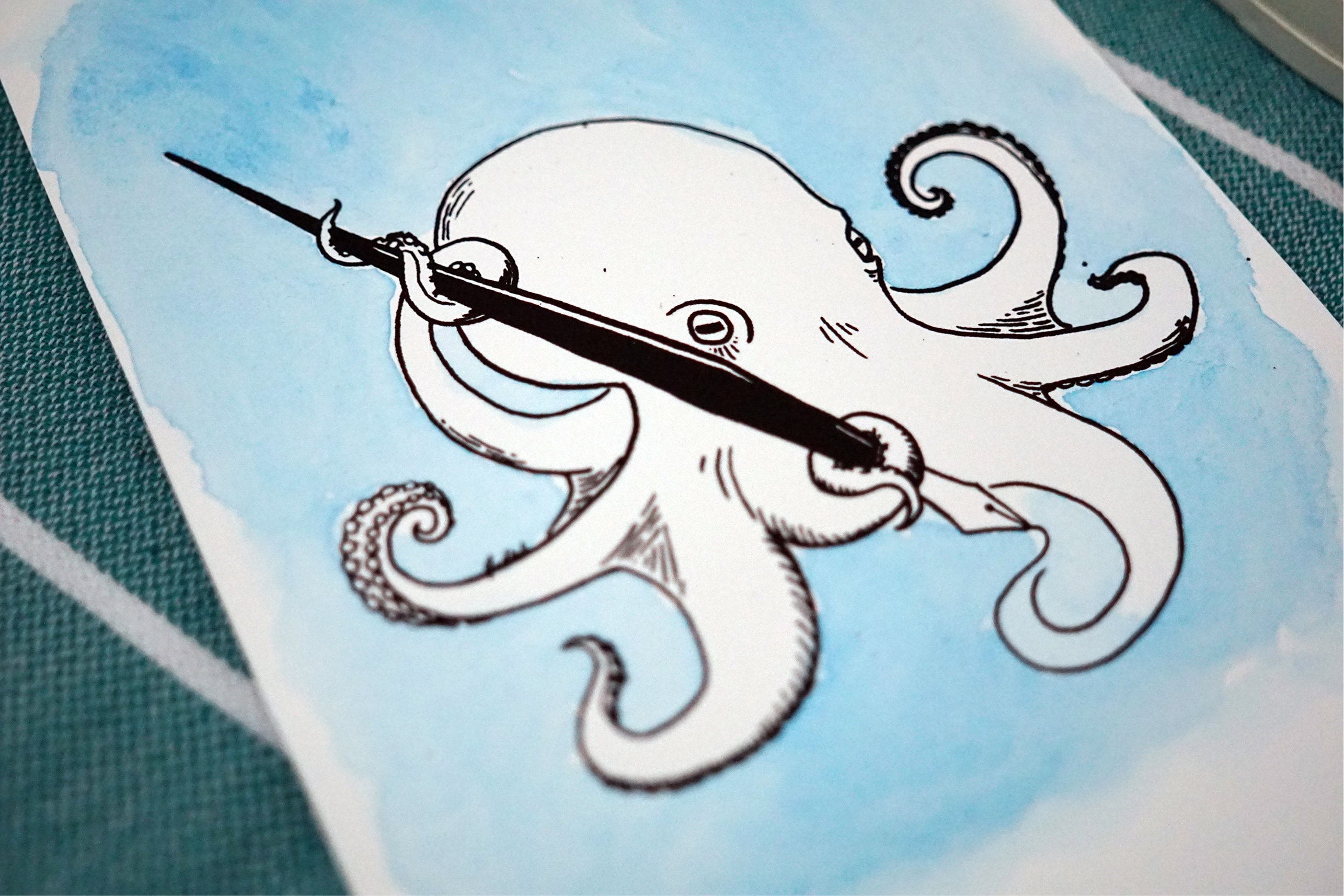Octopus Inking - 5" X 7" Screen Print - Etsy