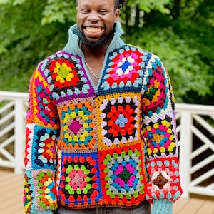 The Color Weaver Mens Granny Crochet Sweater/ Main Color Color Varies ...