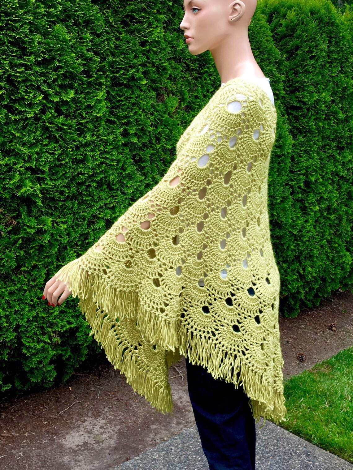 The Virus Poncho in Lime Green/ Crochet Lime Green Virus | Etsy