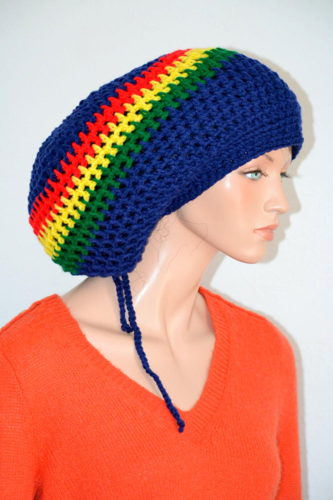 Navy Blue Mega Rasta Tam/ Navy Blue Dread Tam/ Navy Blue Crochet Rasta ...