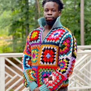 The Color Weaver Mens Granny Crochet Sweater/ Main Color Color Varies ...