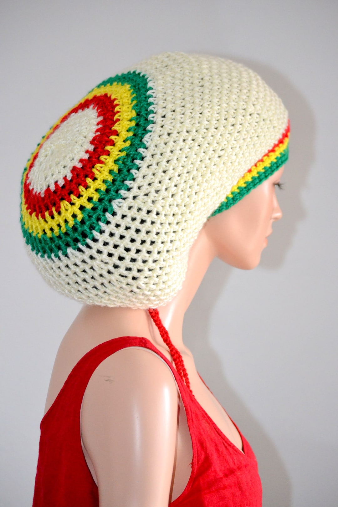 Cream Winter Rasta Tam/ Crochet Mega Tam/ Dreadlocks Tam/ Unisex Dread ...