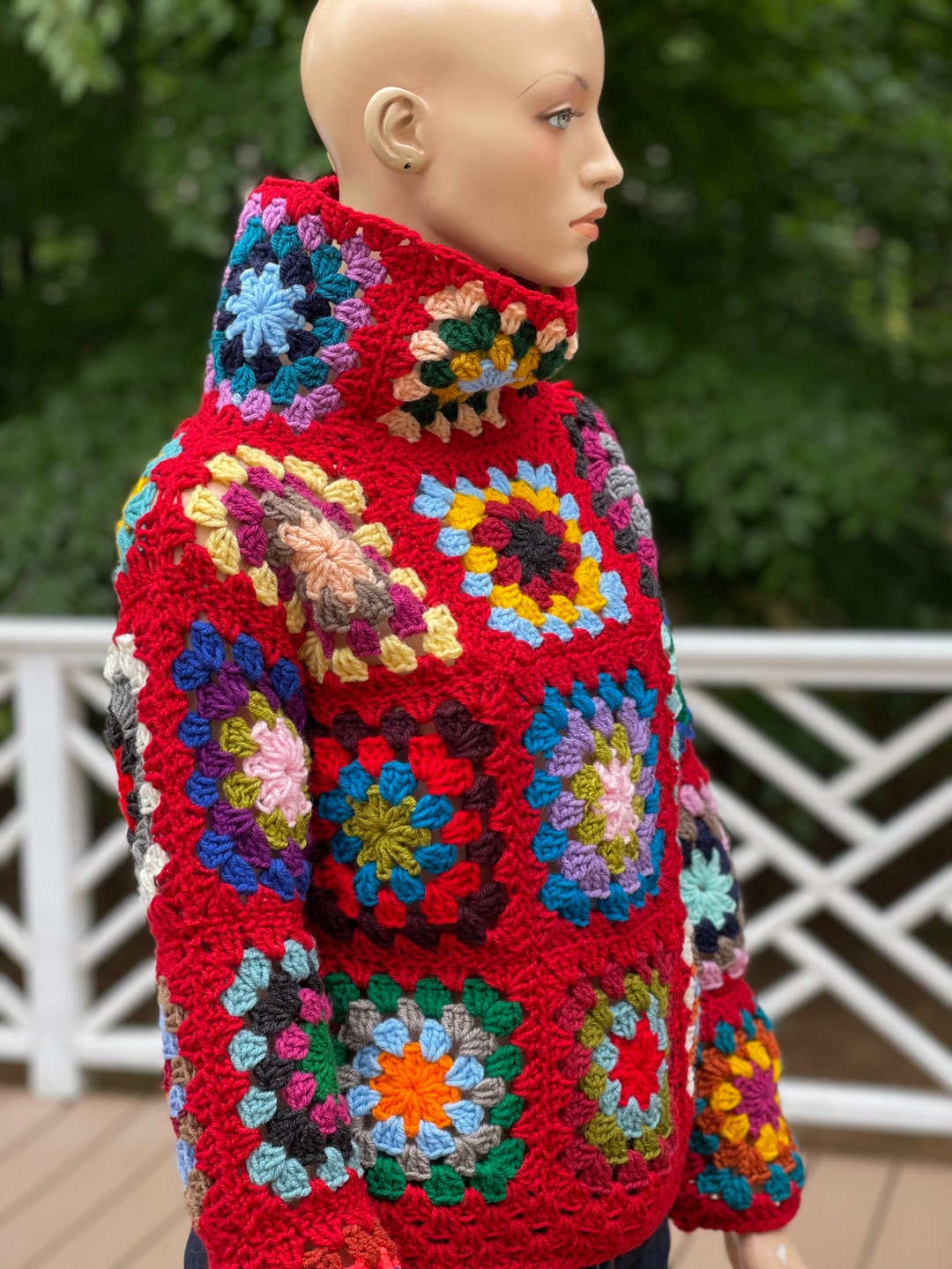 The Color Weaver Granny Turtle Neck Crochet Sweater - Etsy