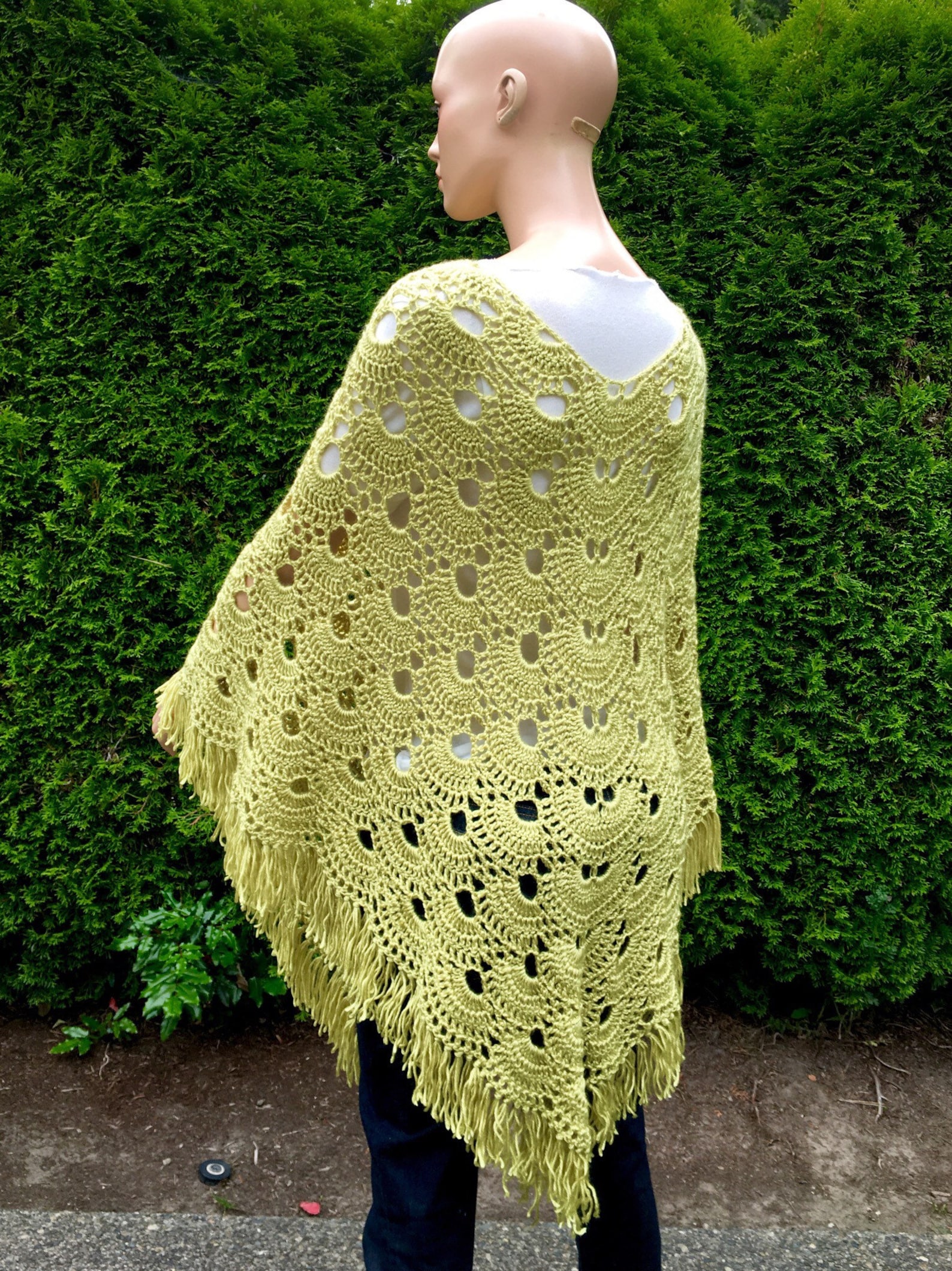 The Virus Poncho in Lime Green/ Crochet Lime Green Virus | Etsy