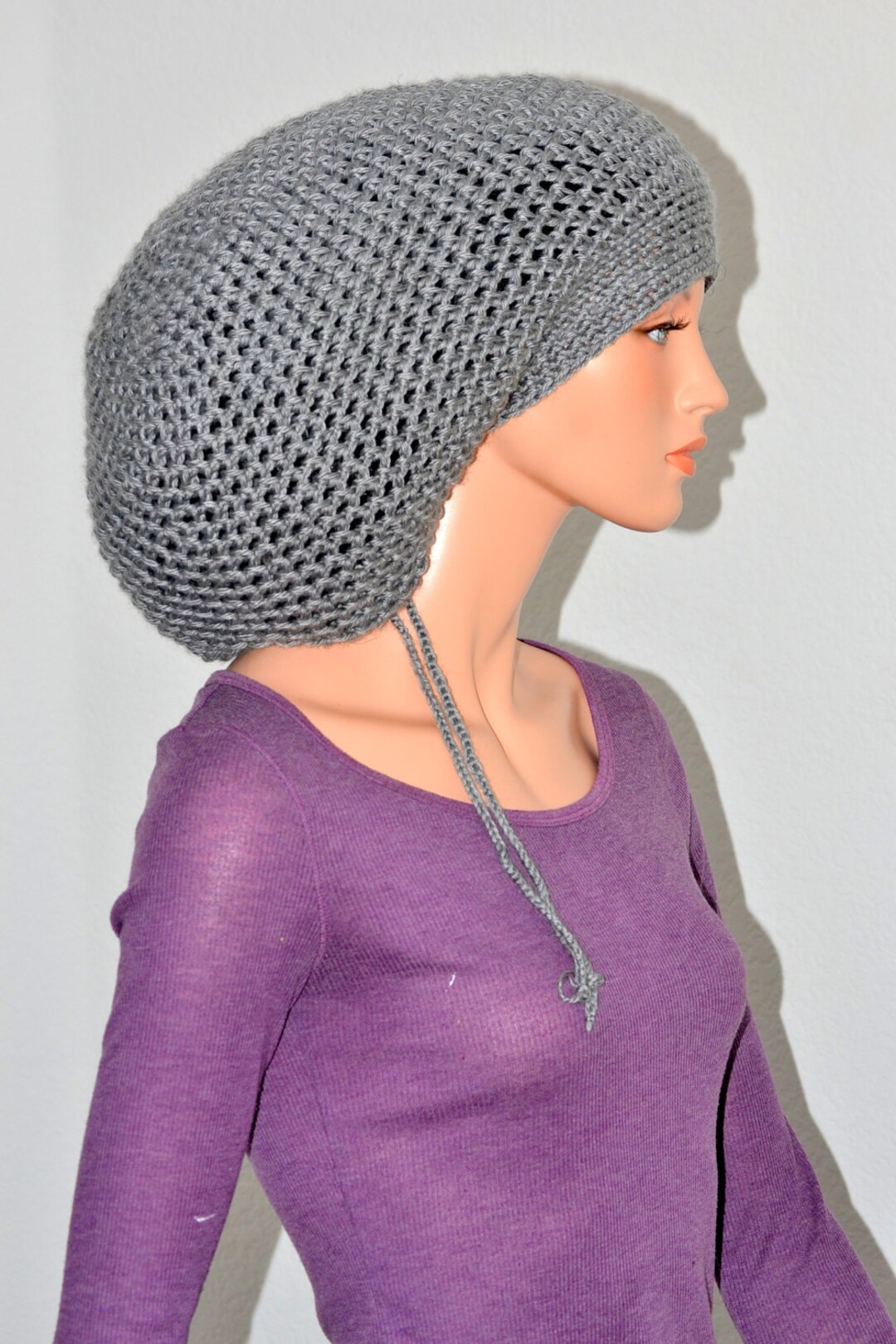 Marble Grey Crochet Mega Tam/ Large Grey Tam/ Grey Crochet Dread Tam ...