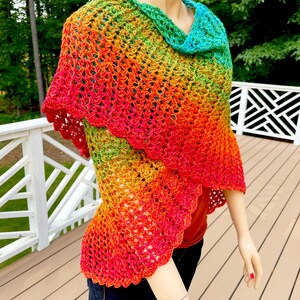 The Corded Shell Rainbow Fiesta Crochet Shawl/ Elegant Its a Wrap ...