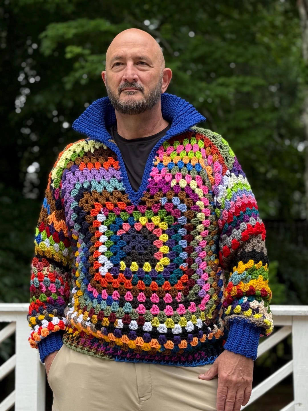 Mens Crochet Granny Square Sweater | the Color Weaver Granny Sweater ...