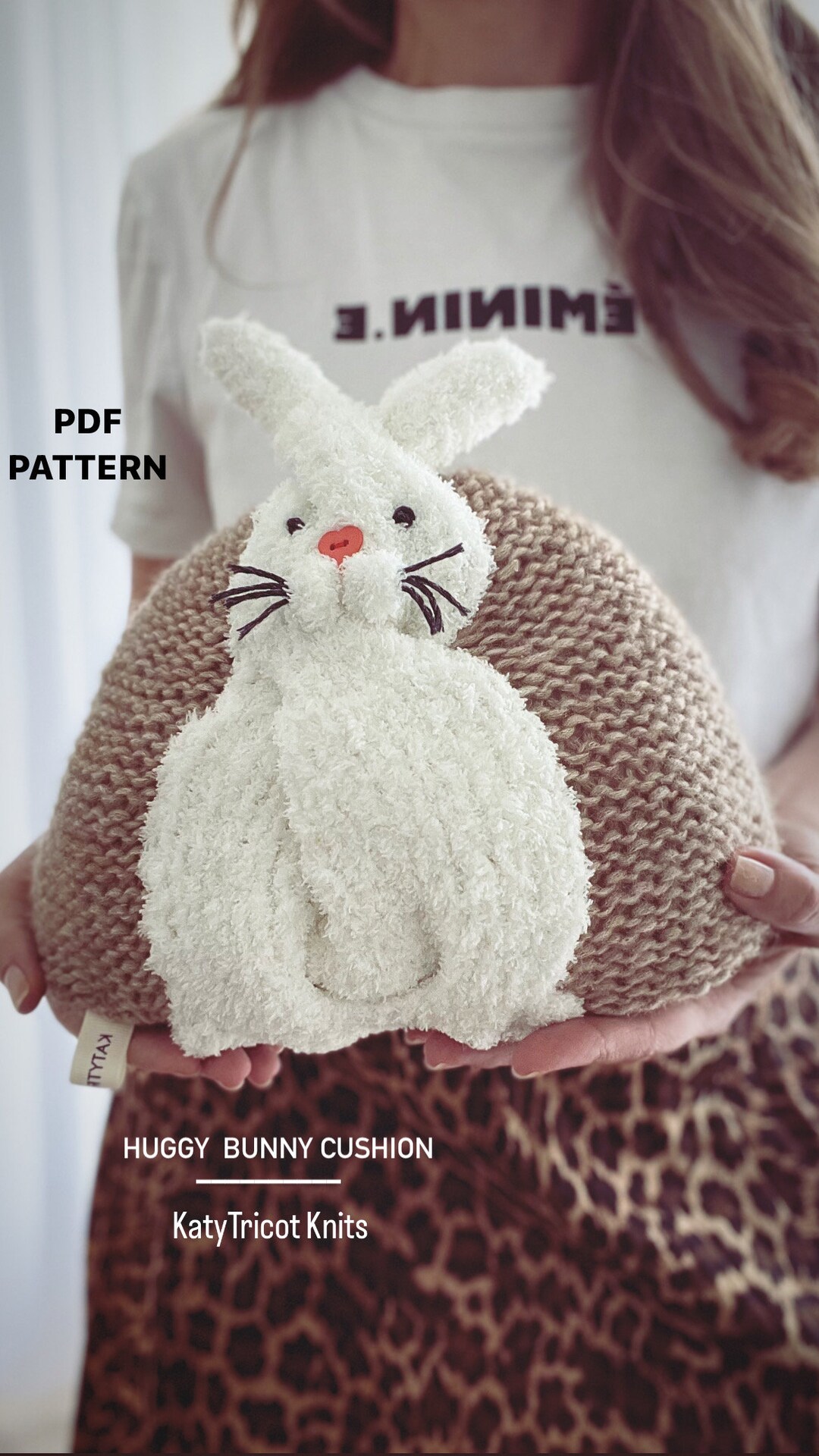 Knit Pattern - HUGGY BUNNY Cushion - Nursery, Toddler, Child, Decor ...