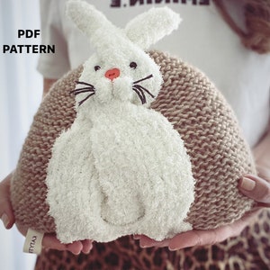 Knit Pattern - HUGGY BUNNY Cushion - Nursery, Toddler, Child, Decor ...