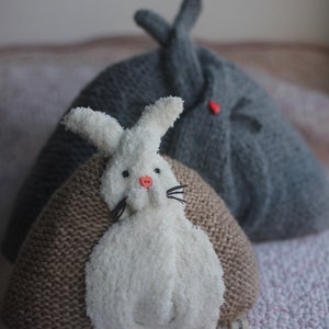 Knit Pattern - HUGGY BUNNY Cushion - Nursery, Toddler, Child, Decor ...