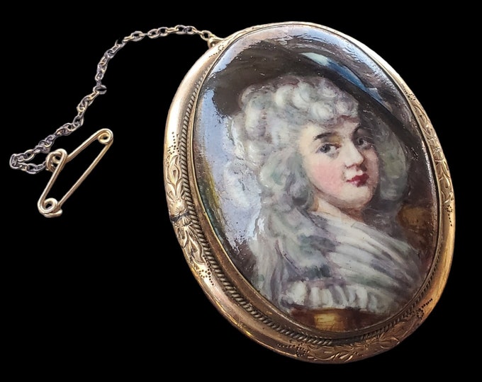Georgian Era Portrait Miniature Brooch, Handpainted Antique Portrait ...